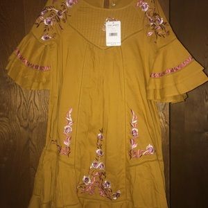 Free People | Dresses | Free People Pablo Dress Gold Size Xs | Poshmark